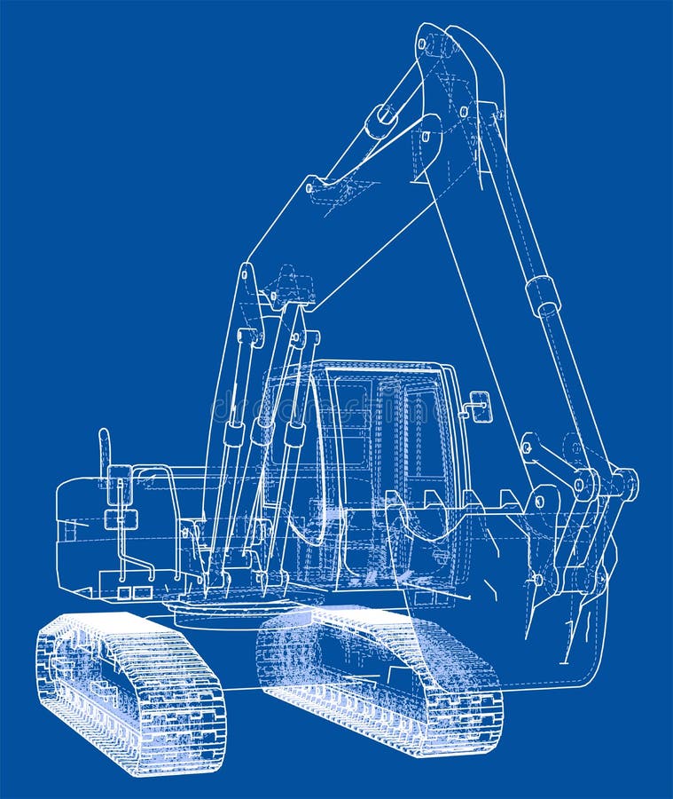 Excavator Concept Outline. Vector Stock Vector - Illustration of ...