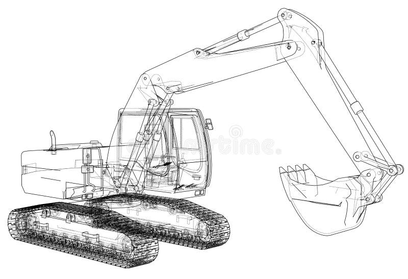 Excavator Concept Outline. Vector Stock Vector - Illustration of ...