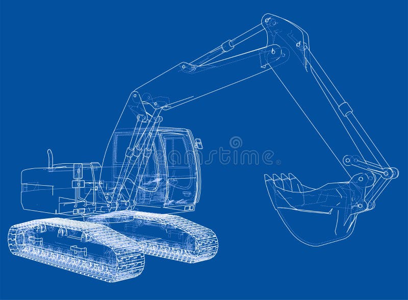 Excavator Concept Outline. Vector Stock Vector - Illustration of ...