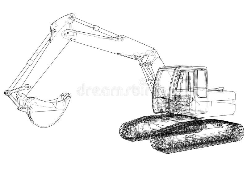 Excavator Concept Outline. Vector Stock Vector - Illustration of ...
