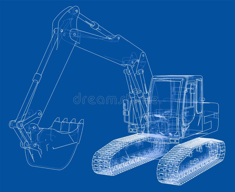 Excavator Concept Outline. Vector Stock Vector - Illustration of ...
