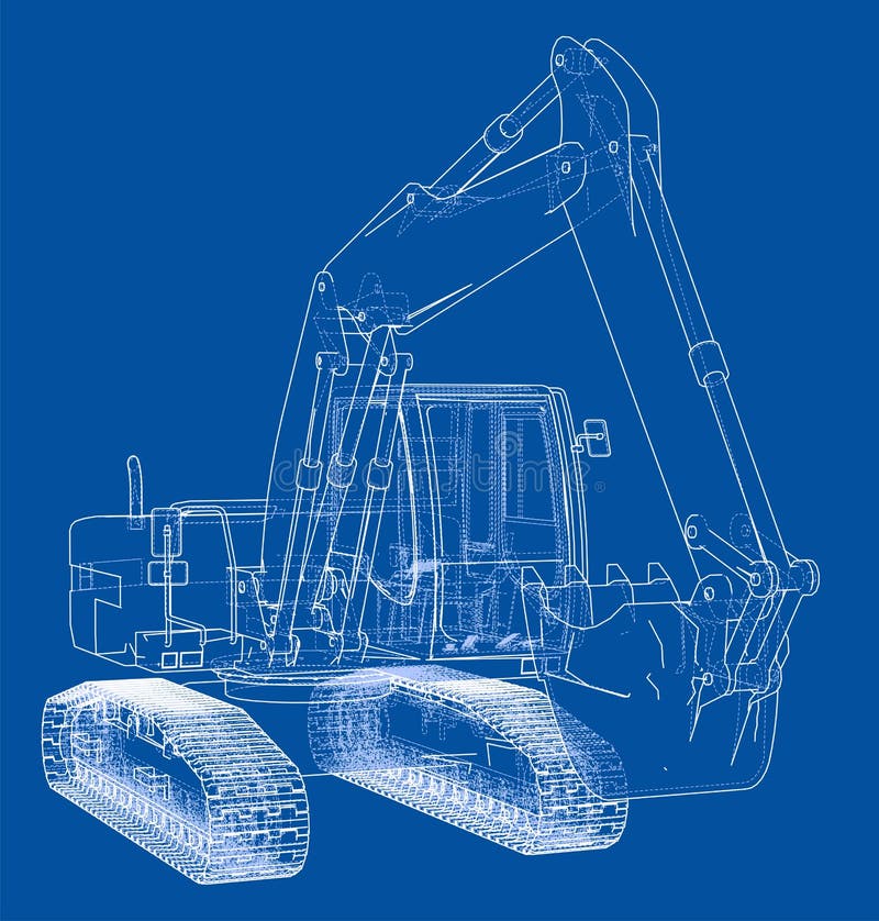 Excavator Concept Outline. Vector Stock Vector - Illustration of ...