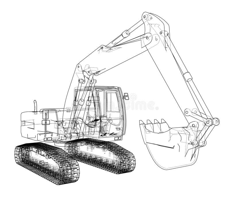 Excavator Wire Frame Stock Illustrations – 970 Excavator Wire Frame ...
