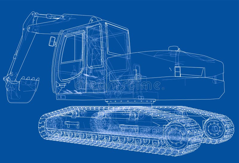 Excavator Concept Outline. Vector Stock Vector - Illustration of object ...