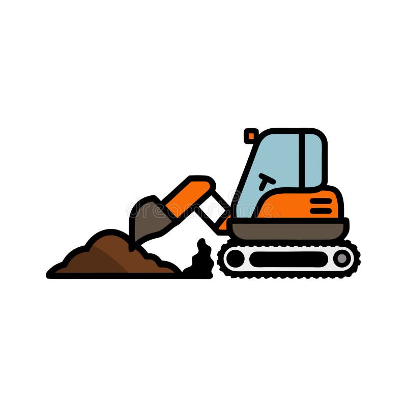 Excavator Construction Heavy Equipment Vector Illustration for ...