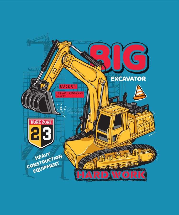 Yellow Excavator Construction Heavy Machine Industry Vector ...
