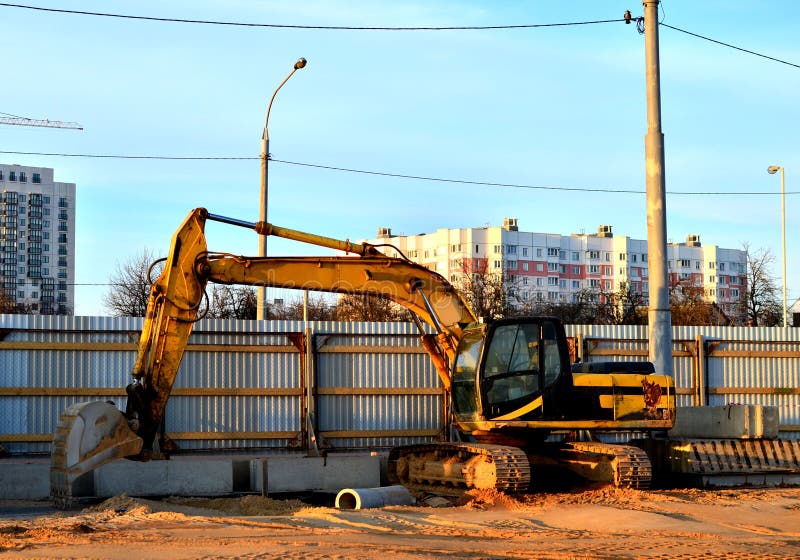 Excavator on Construction Site Stock Image - Image of power, equipment ...