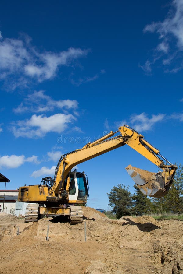 Excavator on Construction Site Stock Image - Image of bucket, machinery ...