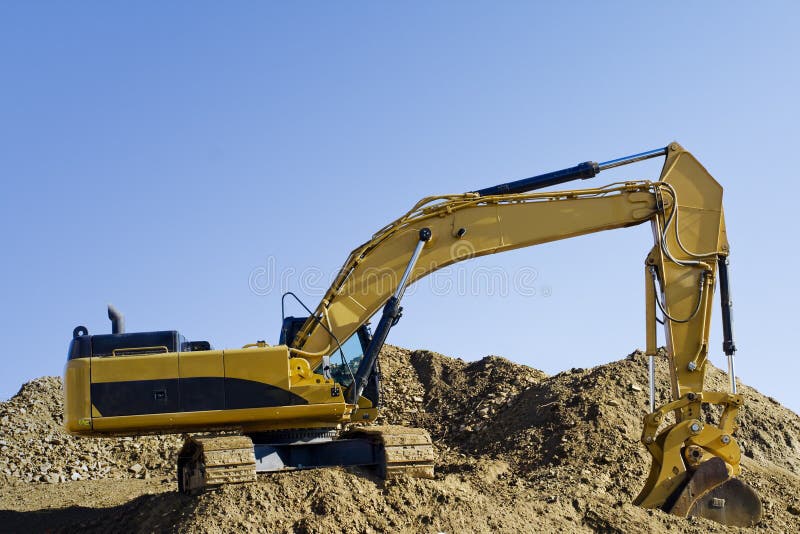 Excavator on Construction Site Stock Photo - Image of front, back: 7835916