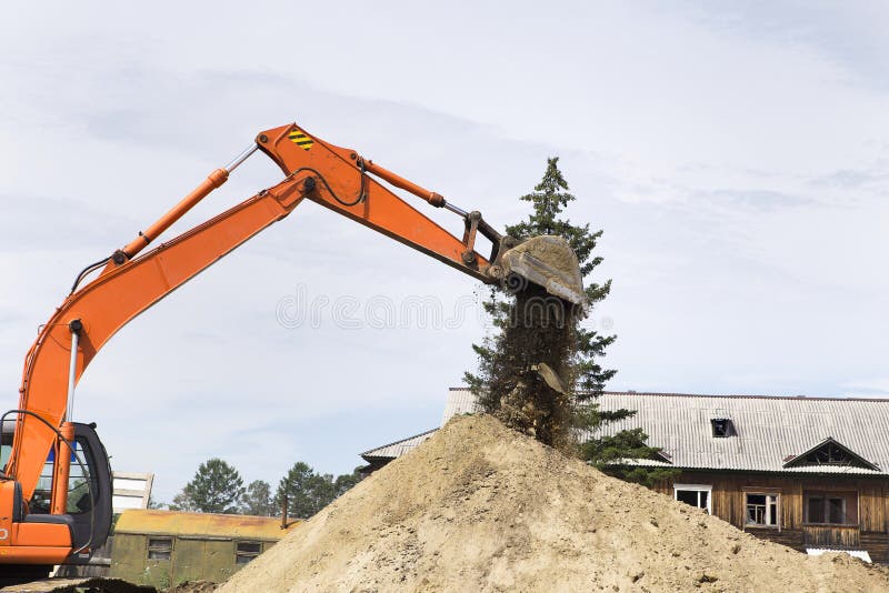 Excavator at the Construction Site. Stock Image - Image of earthmoving ...