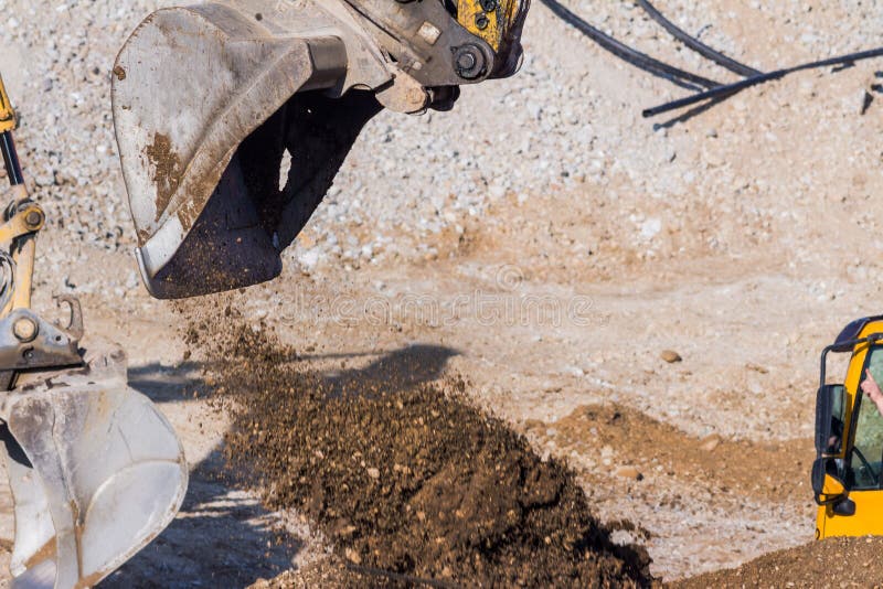 Excavator on Construction Site during Earthworks Stock Photo - Image of ...