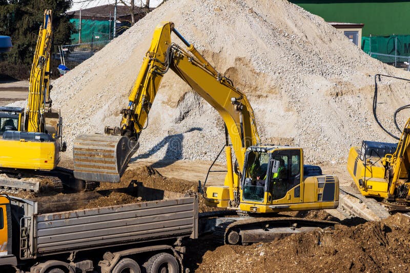 Excavator at Construction Site during Excavation Stock Image - Image of ...