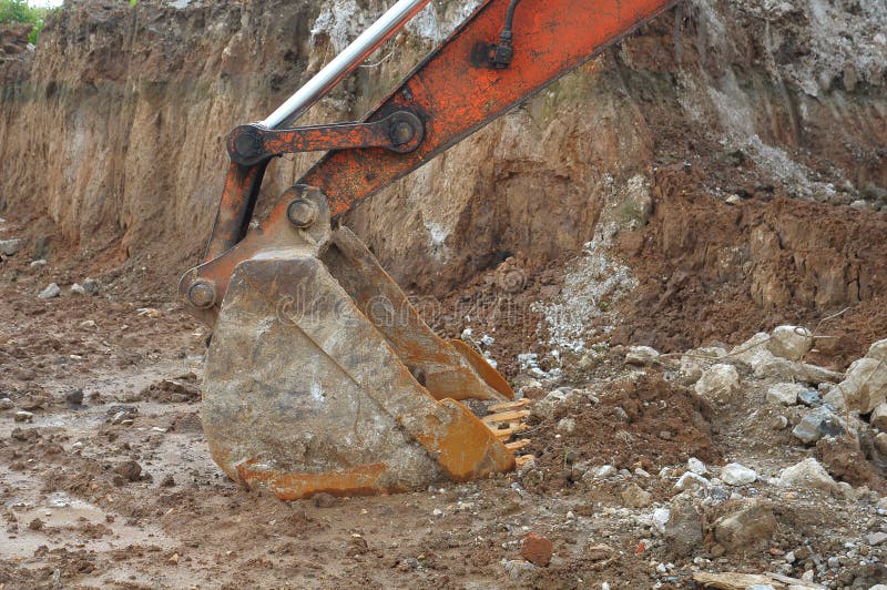 Excavator in Construction Site Stock Photo - Image of digger, loader ...