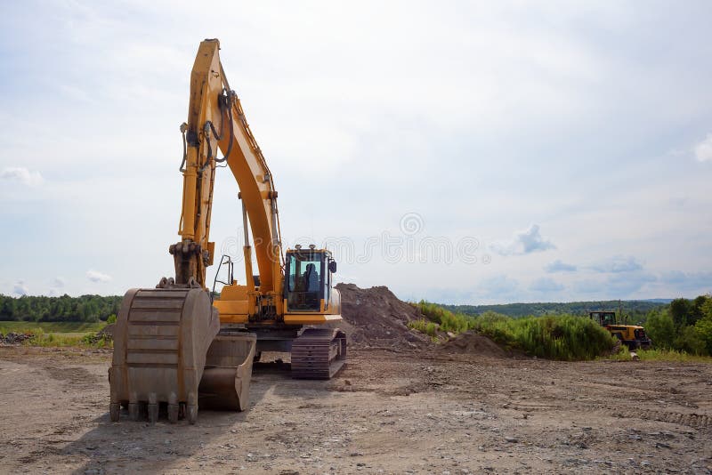 Construction Digger Excavator Yellow Hydraulic Equipment Trackhoe ...