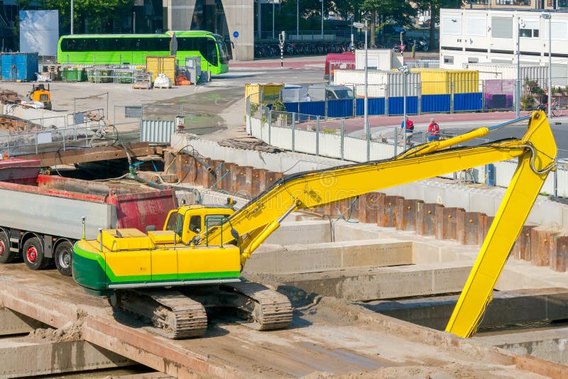 Excavator on Construction Site. Editorial Stock Image - Image of ...