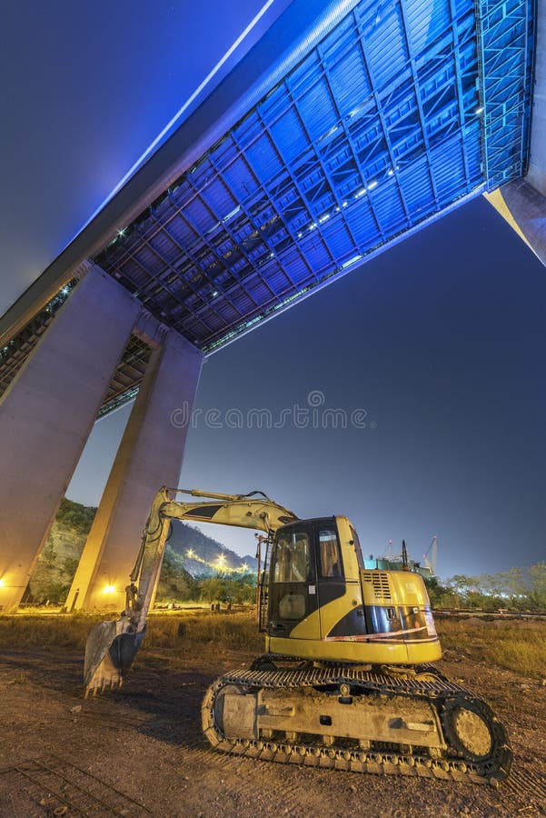 Construction site at night stock image. Image of transport - 162946349