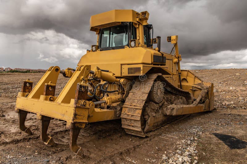 Excavator at a Construction Site, Performing Earth Moving Work Stock ...