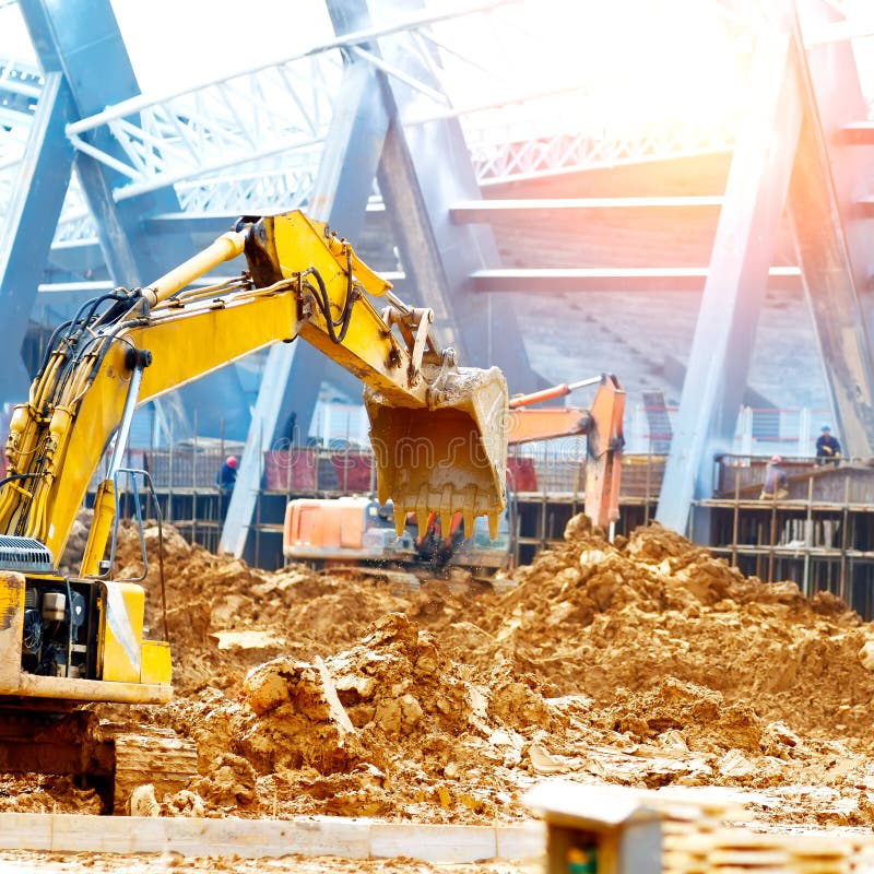 Excavator on the Construction Site Stock Photo - Image of hydraulic ...