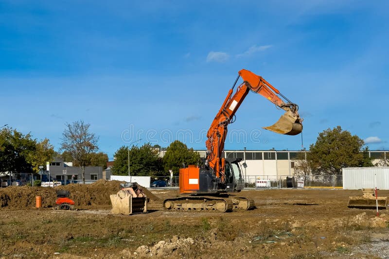 Excavator on a Construction Site before Starting Excavation Work. Stock ...