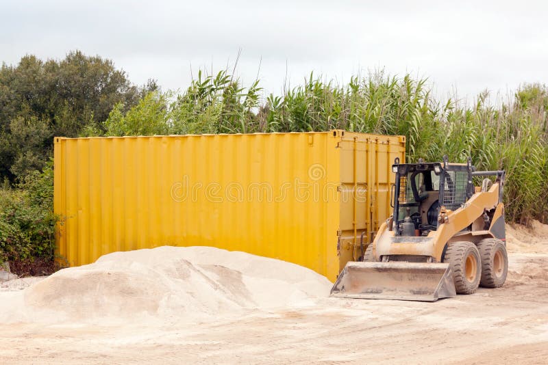 Excavator and a container stock image. Image of forest - 20364779