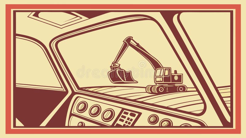 Excavator Control Panel Interior View, Heavy Machinery Operation ...