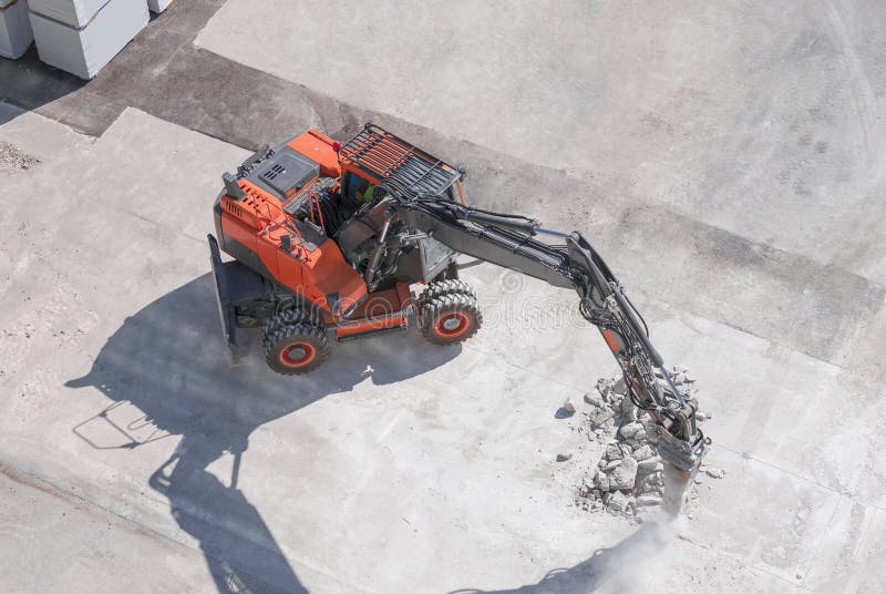 Excavator with Cutter in Action Stock Image - Image of soil, excavator ...