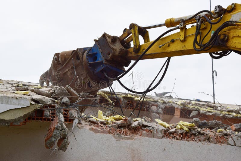 Excavator for demolishing stock photo. Image of demolition - 68168658