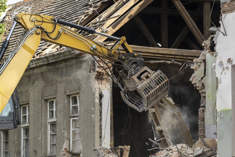 An old house is demolished stock image. Image of demolition - 259834955