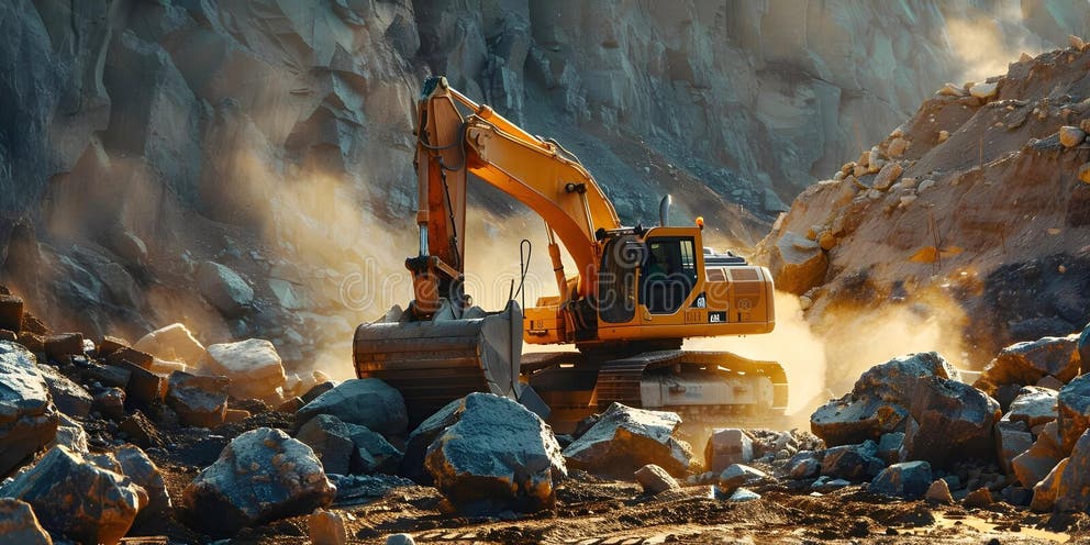 Excavator Demonstrating Impressive Power by Moving Massive Boulder on ...