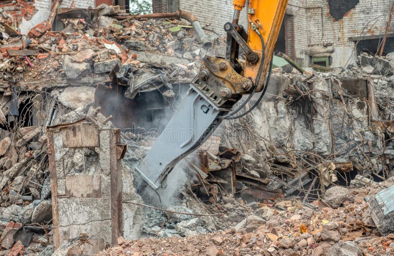 Excavator Destroyer during Operation. Stock Photo - Image of demolished ...