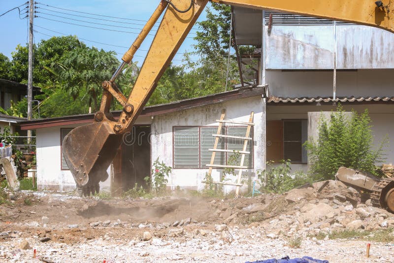 Excavator Destruction in Work Outdoor Construction Stock Image - Image ...