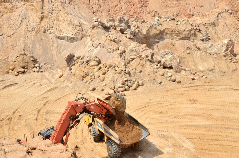 Excavator Developing the Sand on the Opencast and Loading it To the ...