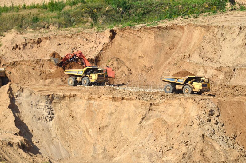 Excavator Developing the Sand on the Opencast and Loading it To the ...