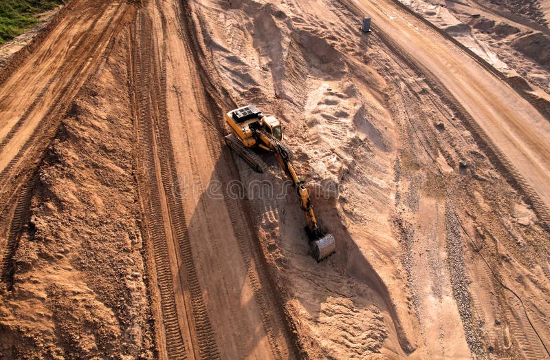 Excavator Dig Ground at Construction Site. Stock Photo - Image of ...