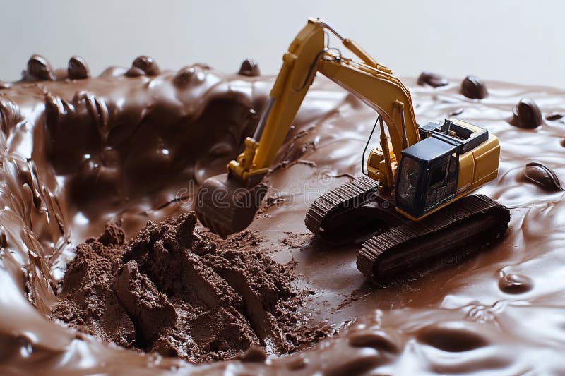 Excavator Digging Chocolate Surface Stock Image - Image of dirt, shovel ...