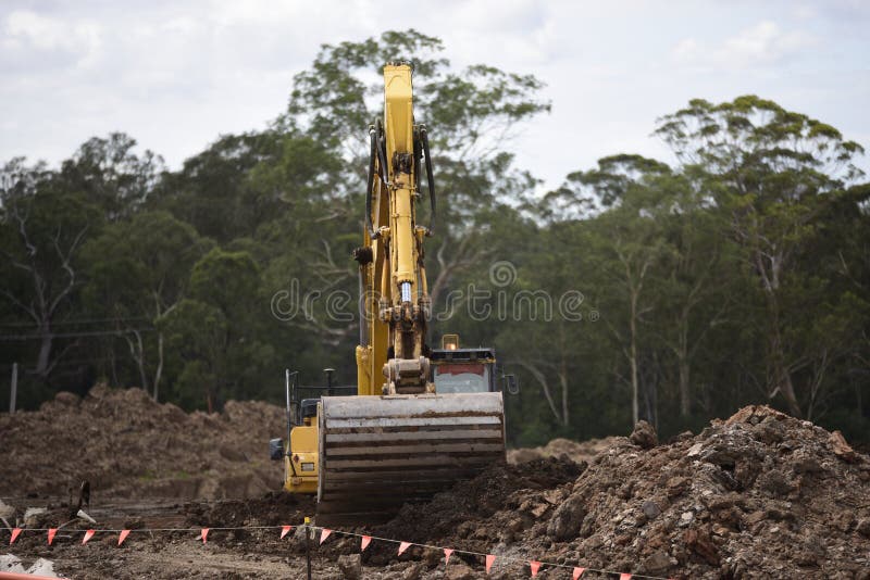 Excavator Digging on a Civil Construction Development Site Stock Photo ...