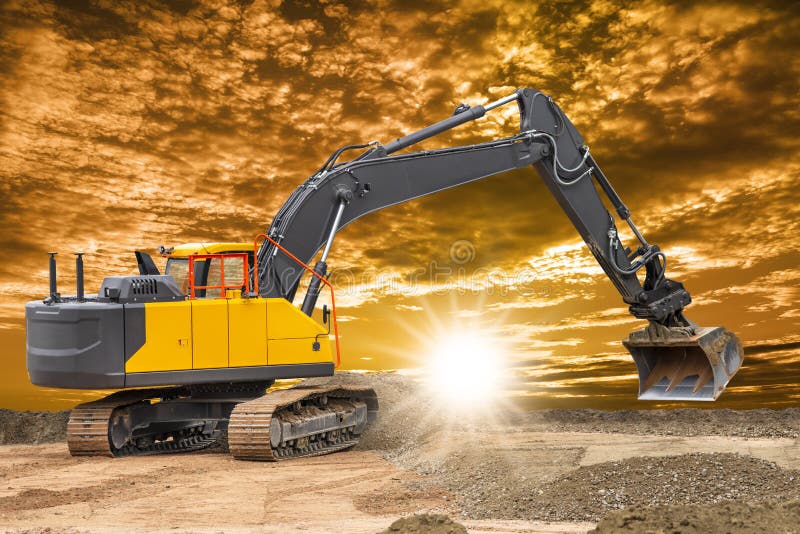 Excavator is Digging on Construction Site Stock Photo - Image of ...
