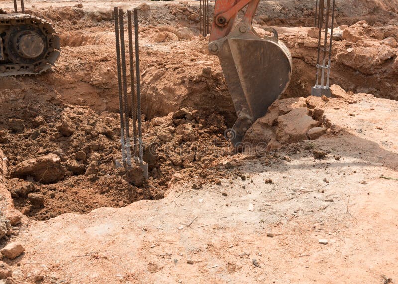 Excavator Digging in Construction Site Stock Image - Image of heavy ...