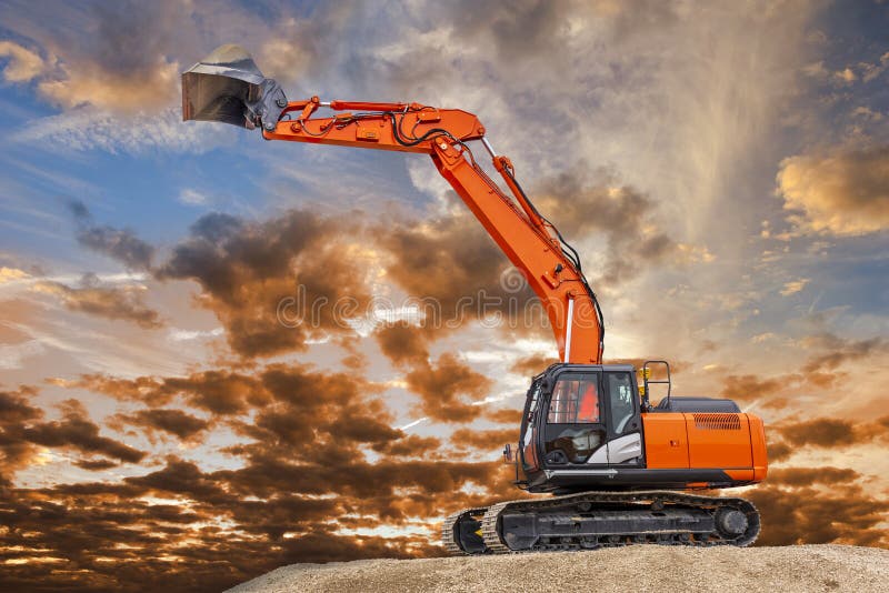 Excavator is Digging at Construction Site Stock Image - Image of ...