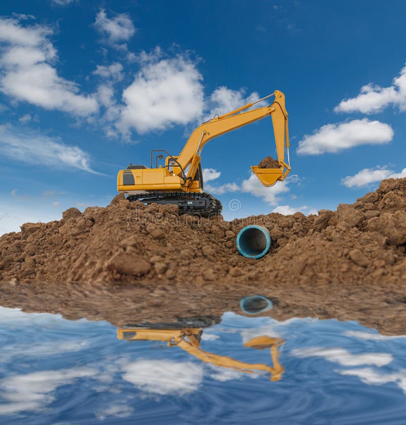 Excavator is Digging in the Construction Site Stock Image - Image of ...