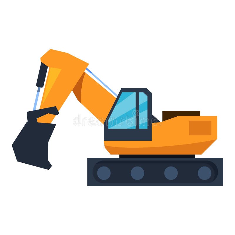 Excavator is Digging on a Construction Site Stock Vector - Illustration ...