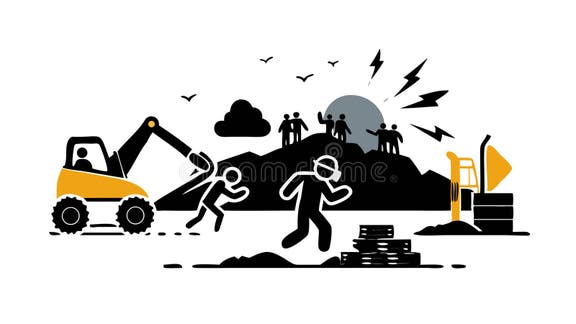 Excavator Digging, Construction Work, Vector Design Generative AI Stock ...