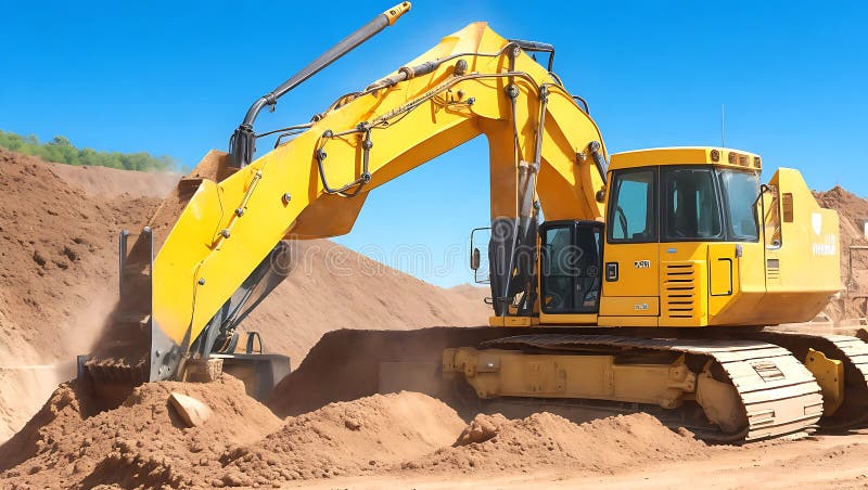 Excavator Digging in the Ground on Daylight Ai Generated Stock ...