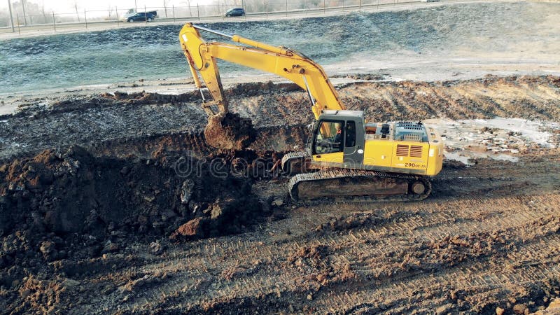 Excavator is Digging Copper Ore in a Top View Stock Footage - Video of ...