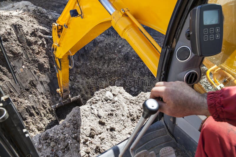 Excavator Digging Hole Ground Stock Photo - Image of working, digger ...