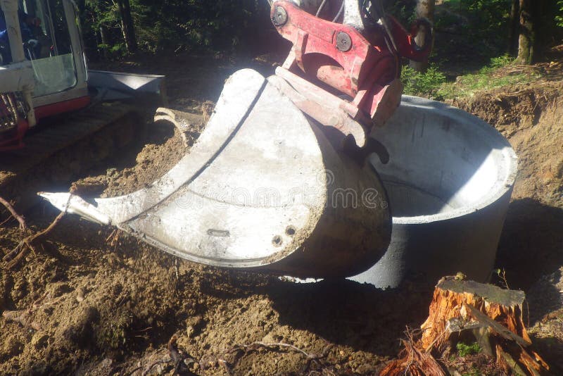 Excavator and Digging in Hydraulic Engineering Stock Photo - Image of ...