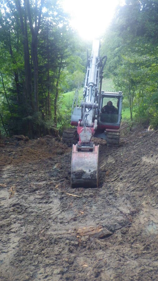 Excavator and Digging in Hydraulic Engineering Stock Image - Image of ...