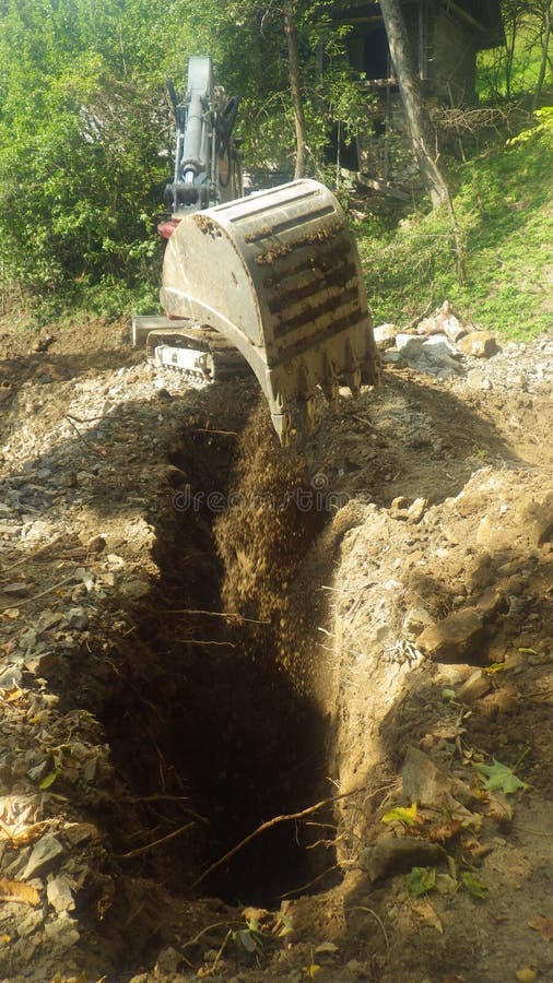 Excavator and Digging in Hydraulic Engineering Stock Image - Image of ...