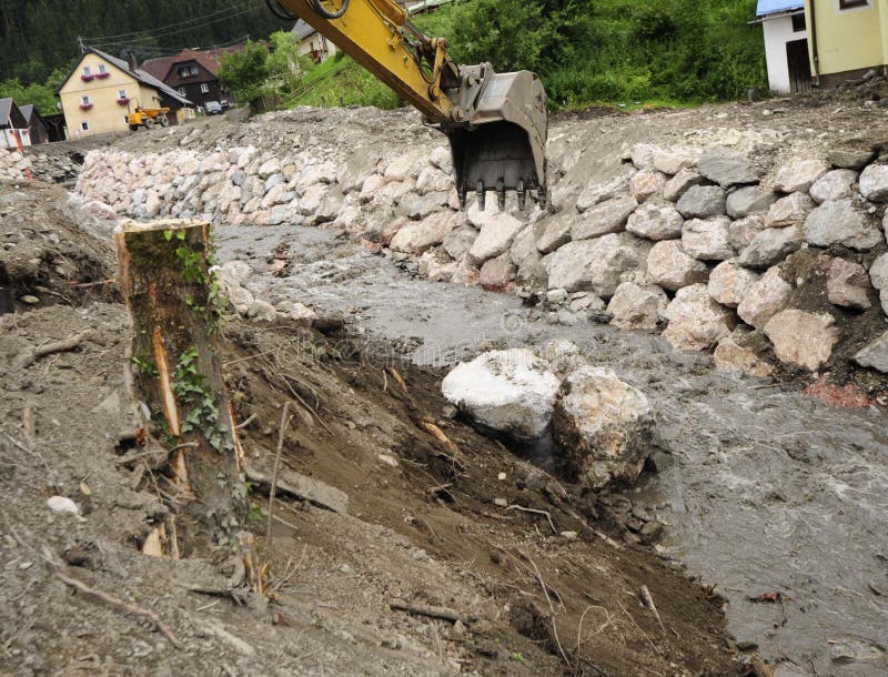 Excavator and Digging in Hydraulic Engineering Stock Image - Image of ...