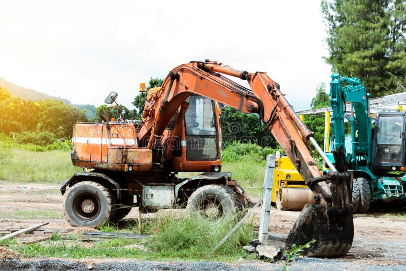 Excavator Digging and Removing Earth . Stock Image - Image of belt ...
